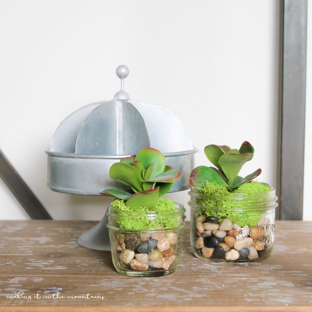 10 Minute Decorating: Faux Succulent Mason Jar Planters - Making it in ...
